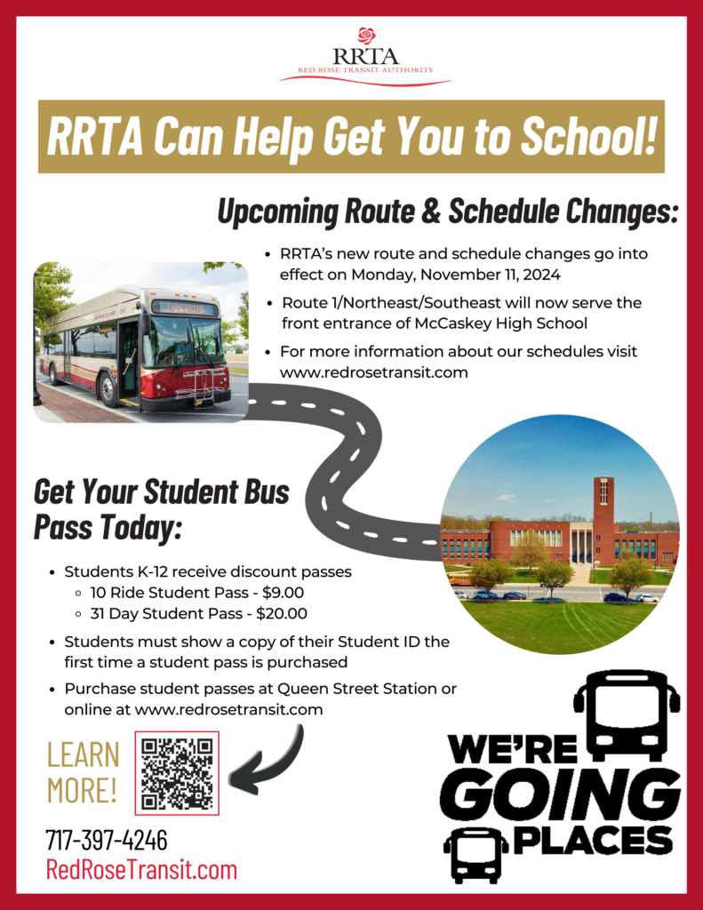 Red Rose Transit Authority (RRTA) launches new direct route to McCaskey ...