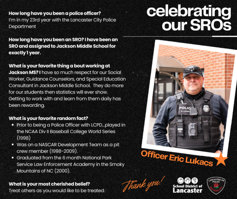 Celebrating our School Resource Officers: Officer Eric Lukacs, Jackson ...